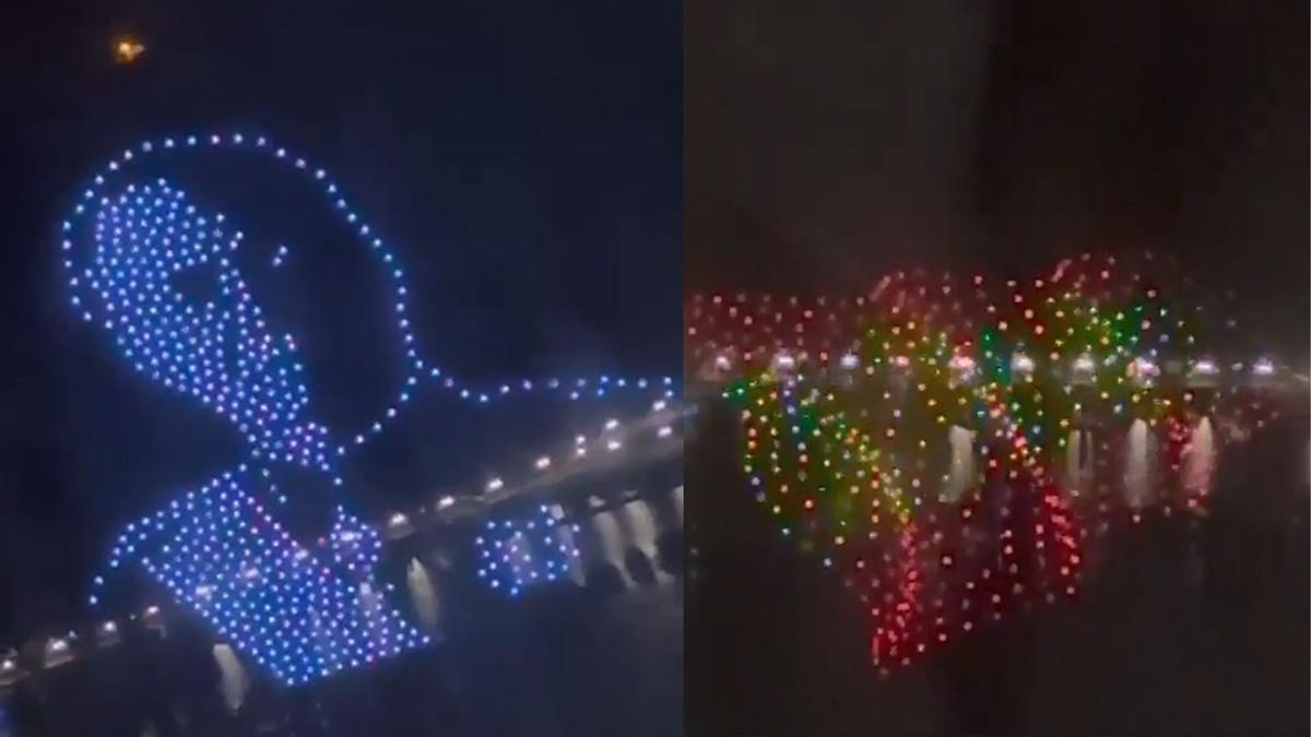 REY EMÉRITO DRONES CUMPLEAÑOS | Un espectáculo de drones ilumina el ...