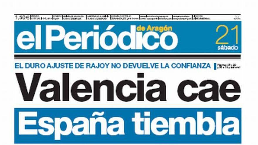 "Valencia cae. España tiembla", en la portada de EL PERIÓDICO