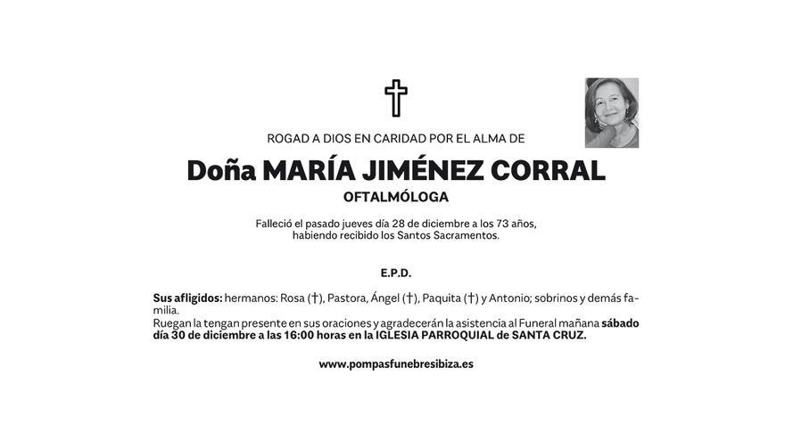 Esquela María Jiménez Corral - Diario de Ibiza