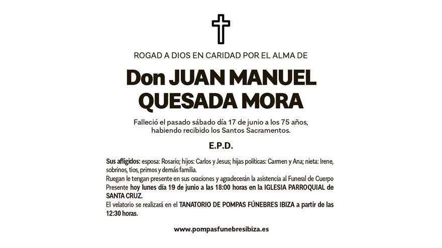 Esquela Juan Manuel Quesada Mora - Diario de Ibiza