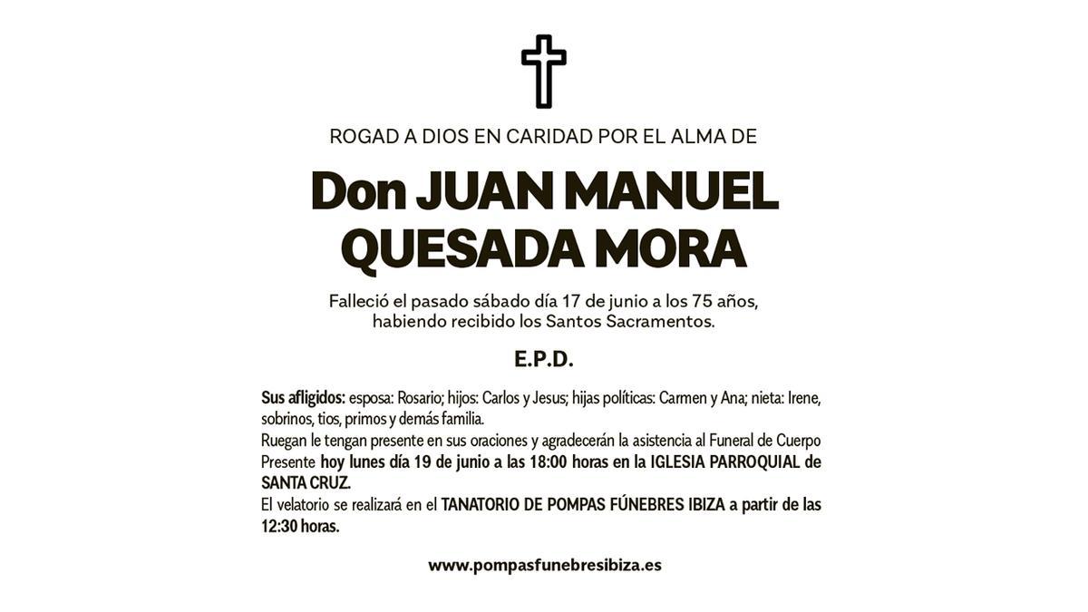 Esquela Juan Manuel Quesada Mora