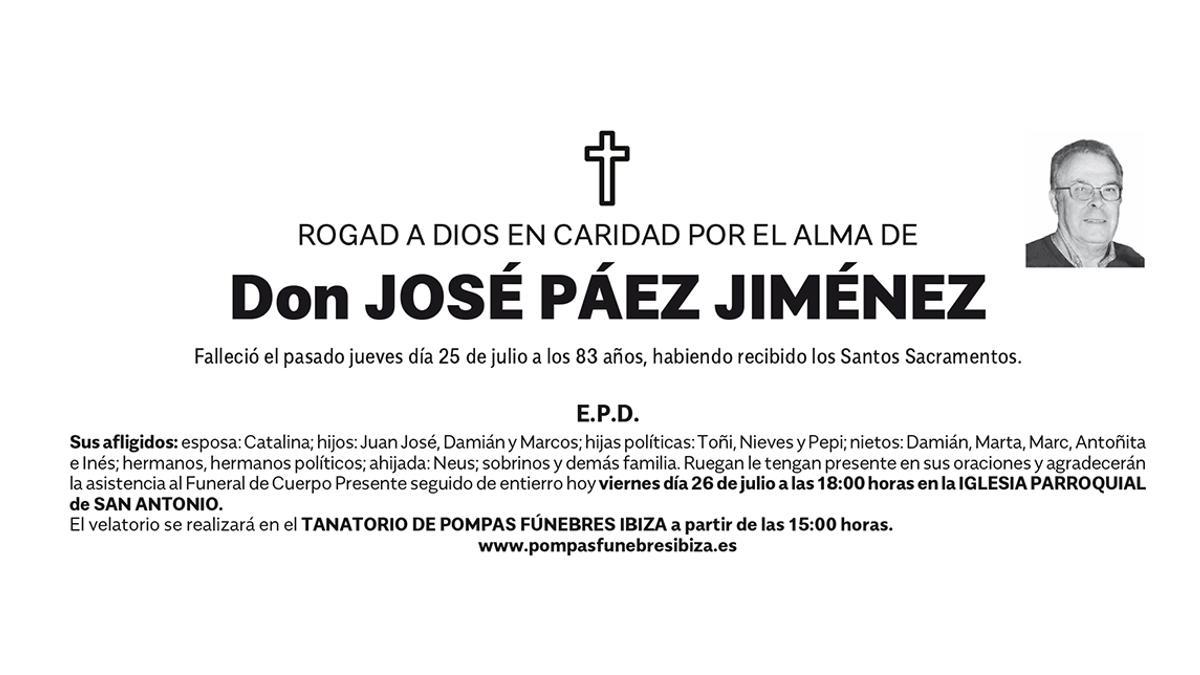 Esquela José Páez Jiménez